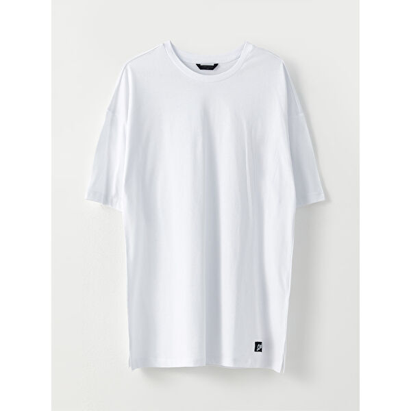 Oversize Bisiklet Yaka Kısa Kollu Baskılı Penye Erkek Tişört