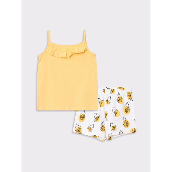 Kare Yaka Askılı Kız Bebek Bluz ve Şort 2'li Takım