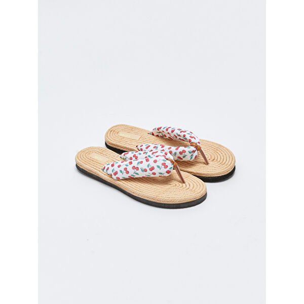 Kiraz Baskılı Parmak Arası Kız Çocuk Plaj Terliği