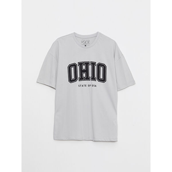 XSIDE Oversize Bisiklet Yaka Kısa Kollu Baskılı Penye Erkek Tişört