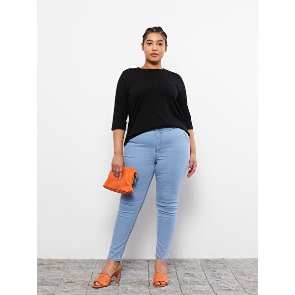 LCW GRACE Bisiklet Yaka Düz Pamuklu Kadın Tişört