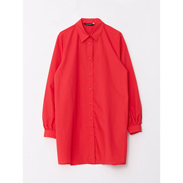 MODEST Gömlek Yaka Düz Uzun Kollu Poplin Kadın Tunik