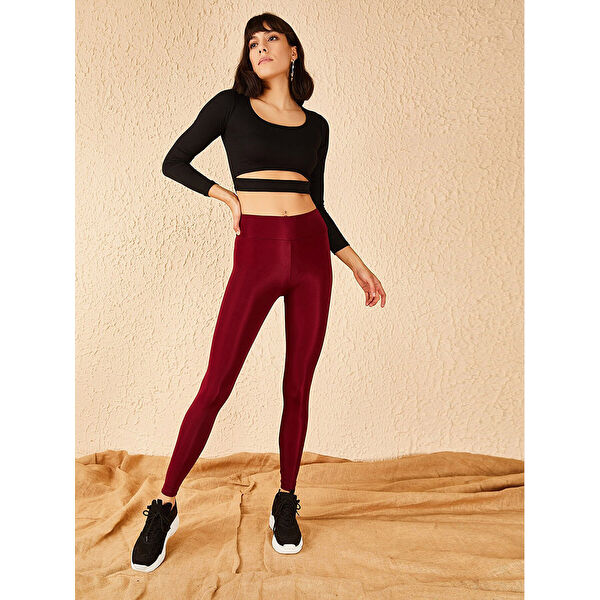 Shade Beli Lastikli Düz Parlak Görünümlü Toparlayıcı Kadın Tayt