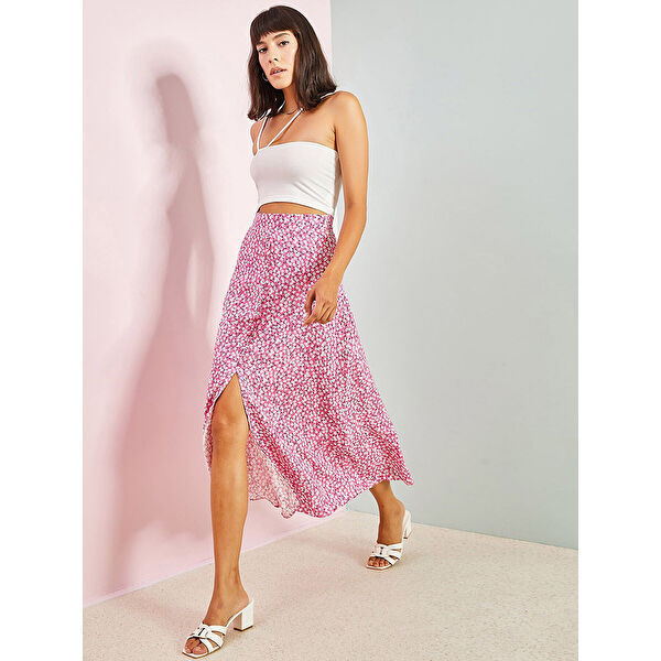 Shade Standart Fit Çiçekli Pamuklu Kadın Etek