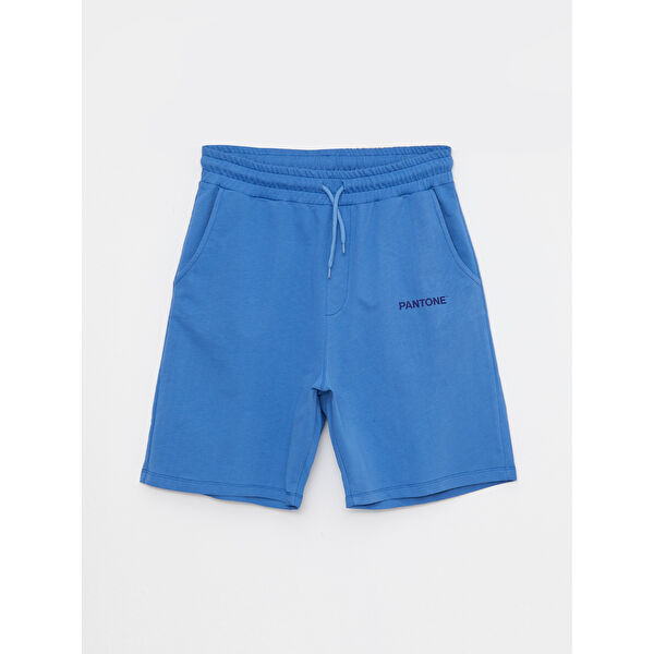 PANTONE Beli Lastikli Baskılı Erkek Şort