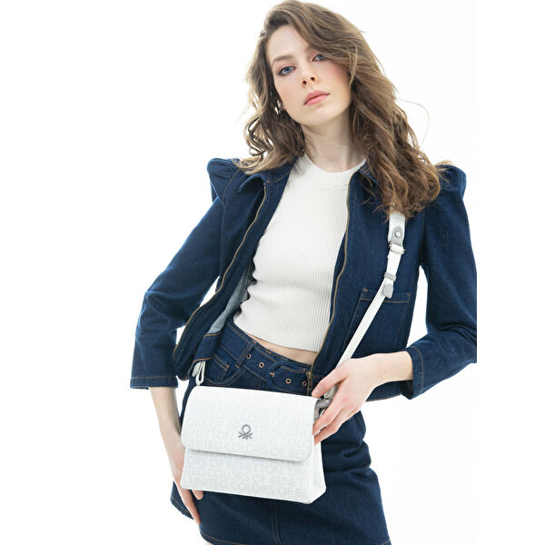 Benetton Baskılı Kapaklı Kadın Çapraz Çanta