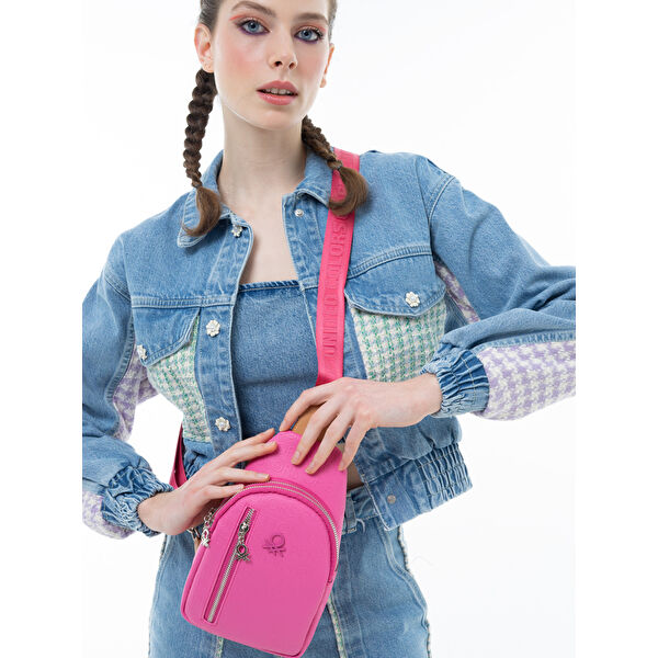 Baskılı Çift Bölmeli Kadın Sırt Ve Göğüs Çantası Baskılı Çift Bölmeli Kadın Sırt Ve Göğüs Çantası