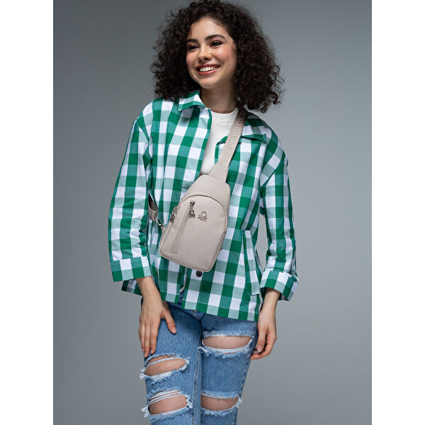 Benetton Baskılı Çift Bölmeli Kadın Sırt Ve Göğüs Çantası