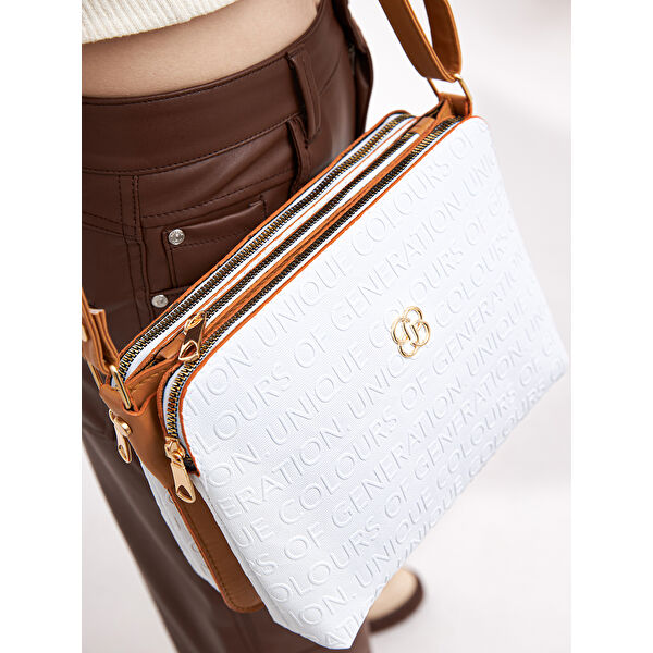 Madamra Baskılı Çok Gözlü Kadın Omuz Çantası Madamra Baskılı Çok Gözlü Kadın Omuz Çantası