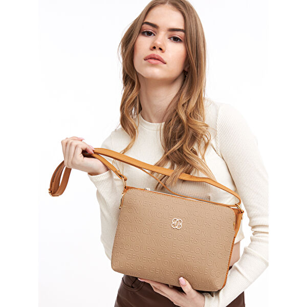 Madamra Baskılı Çok Gözlü Kadın Omuz Çantası Madamra Baskılı Çok Gözlü Kadın Omuz Çantası