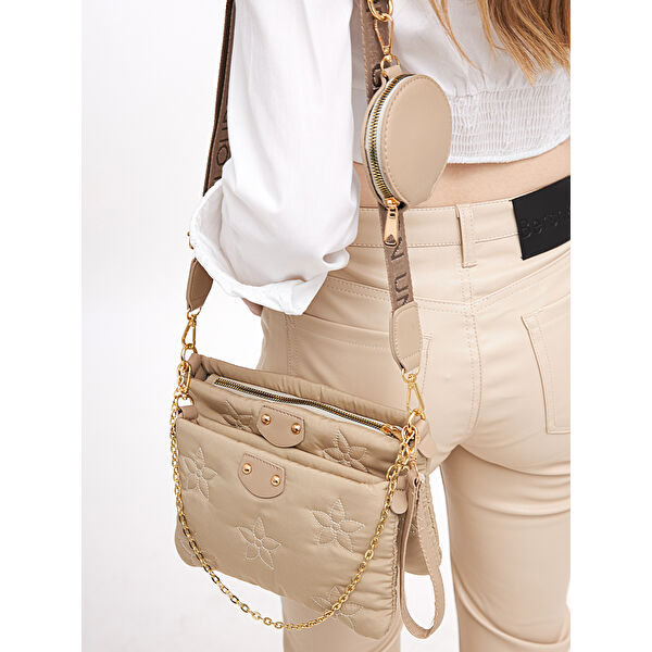 Madamra Cüzdan Aksesuarlı Zincirli İkili Kadın Omuz Çantası