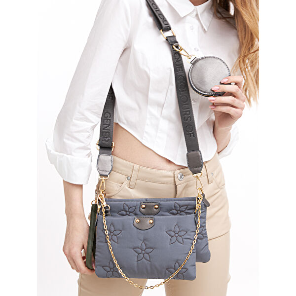 Madamra Cüzdan Aksesuarlı Zincirli İkili Kadın Omuz Çantası