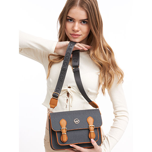 Madamra Baskılı Kapaklı Kadın Omuz Çantası