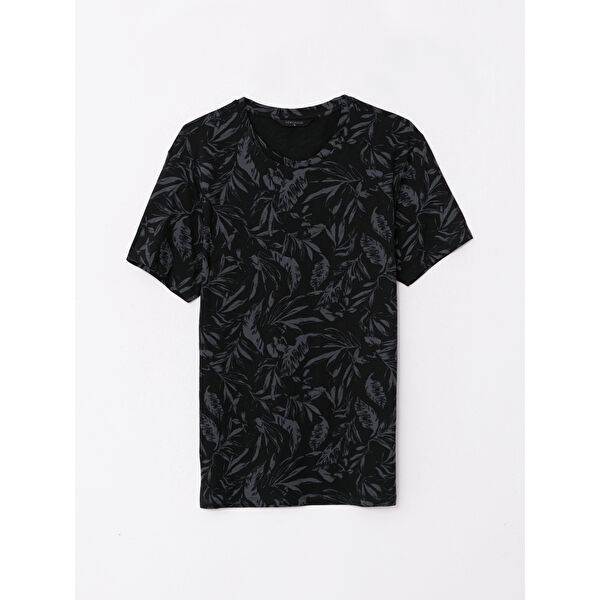 Bisiklet Yaka Kısa Kollu Desenli Penye Erkek Tişört