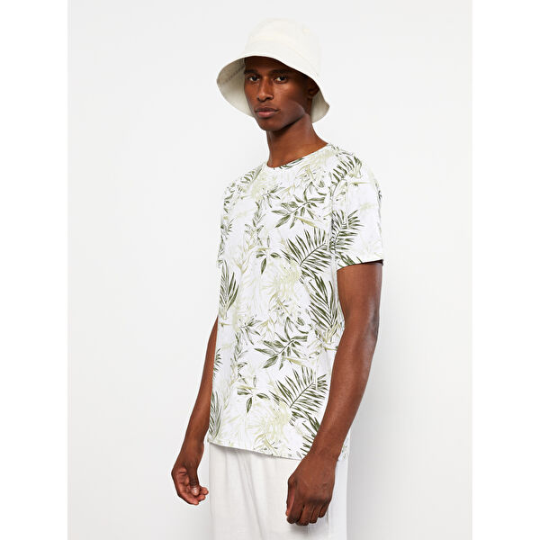 Bisiklet Yaka Kısa Kollu Desenli Penye Erkek Tişört