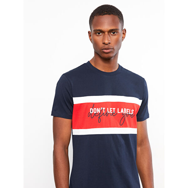 Bisiklet Yaka Kısa Kollu Baskılı Penye Erkek Tişört