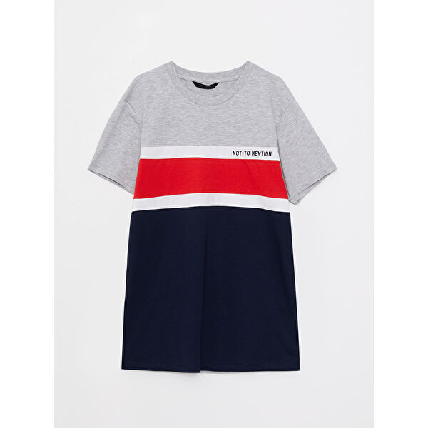 Bisiklet Yaka Kısa Kollu Renk Bloklu Penye Erkek Tişört