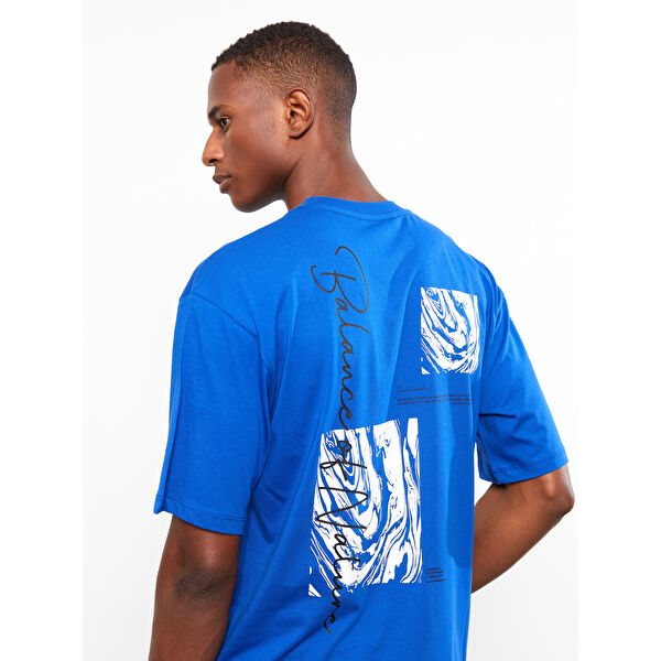 Bisiklet Yaka Kısa Kollu Baskılı Penye Erkek Tişört