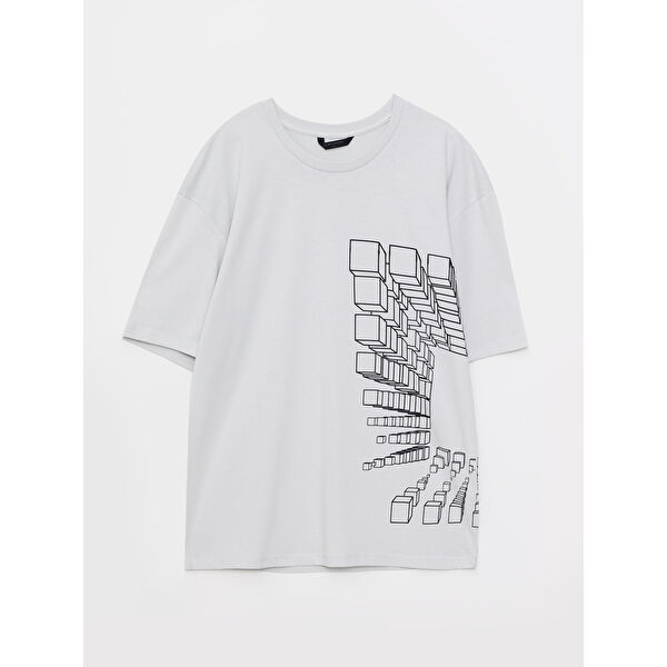 Bisiklet Yaka Kısa Kollu Baskılı Penye Erkek Tişört