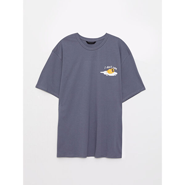 Bisiklet Yaka Kısa Kollu Baskılı Penye Erkek Tişört