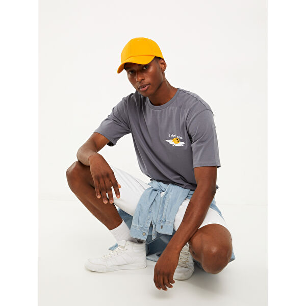 Bisiklet Yaka Kısa Kollu Baskılı Penye Erkek Tişört