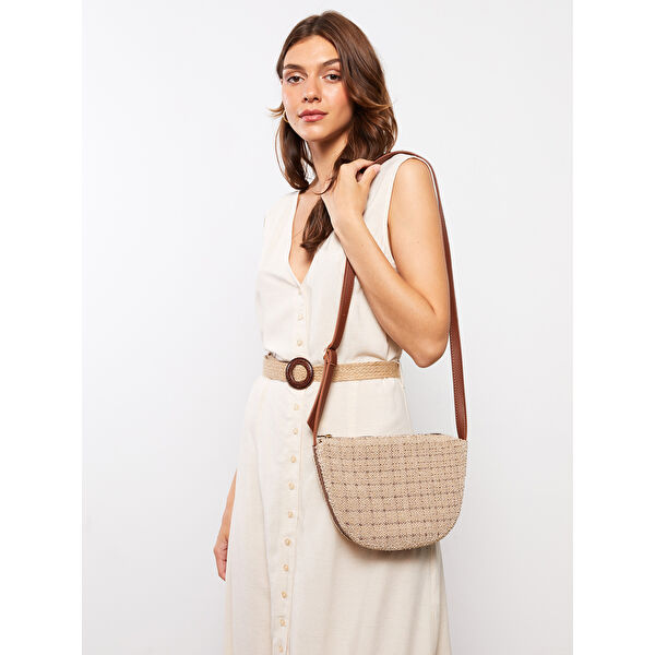 Düz Hasır Kadın Çapraz Çanta