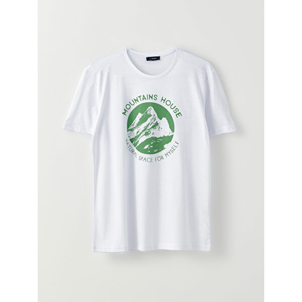 Bisiklet Yaka Kısa Kollu Baskılı Erkek Spor Tişört