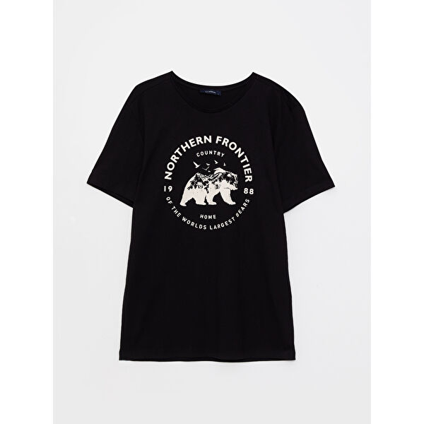 Bisiklet Yaka Kısa Kollu Baskılı Erkek Spor Tişört