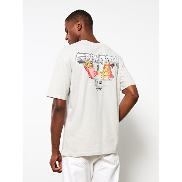 Bisiklet Yaka Kısa Kollu Baskılı Penye Erkek Tişört