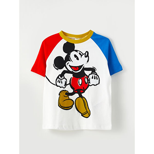 Bisiklet Yaka Kısa Kollu Mickey Mouse Baskılı Pamuklu Erkek Bebek Tişört Bisiklet Yaka Kısa Kollu Mickey Mouse Baskılı Pamuklu Erkek Bebek Tişört