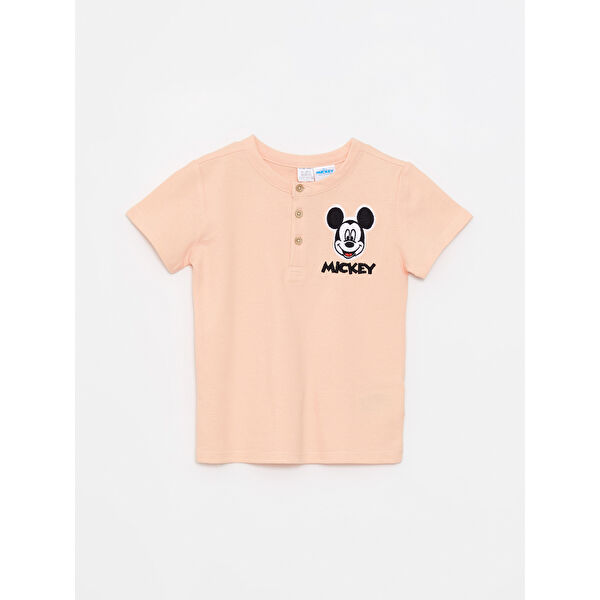 Bisiklet Yaka Kısa Kollu Mickey Mouse Baskılı Pamuklu Erkek Bebek Tişört Bisiklet Yaka Kısa Kollu Mickey Mouse Baskılı Pamuklu Erkek Bebek Tişört