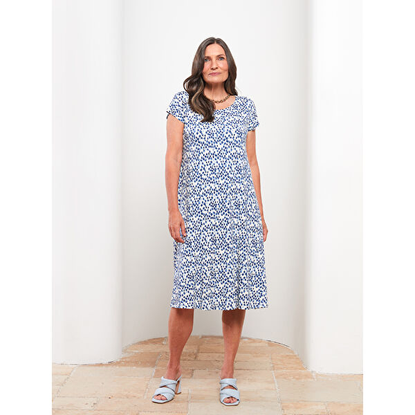 Bisiklet Yaka Desenli Kolsuz Kadın Elbise Bisiklet Yaka Desenli Kolsuz Kadın Elbise