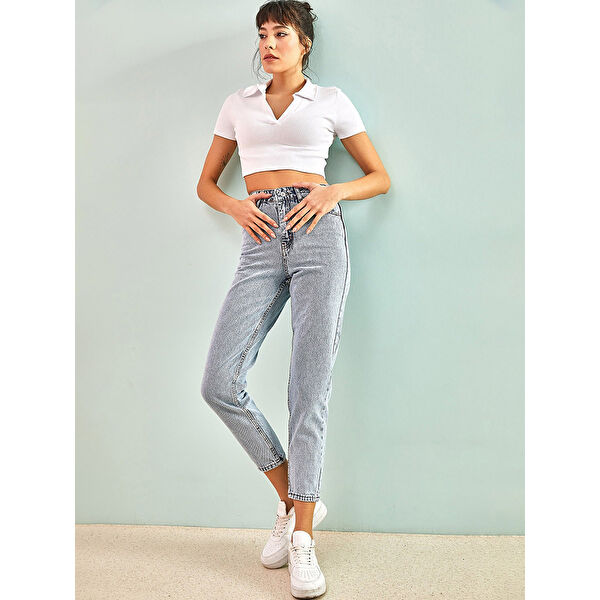 Shade Standart Fit Düz Cep Detaylı Kadın Jean Pantolon