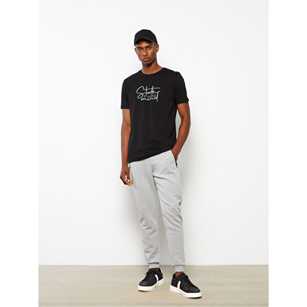 Bisiklet Yaka Kısa Kollu Baskılı Penye Erkek Tişört