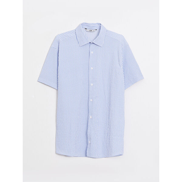 Regular Fit Kısa Kollu Çizgili Erkek Gömlek