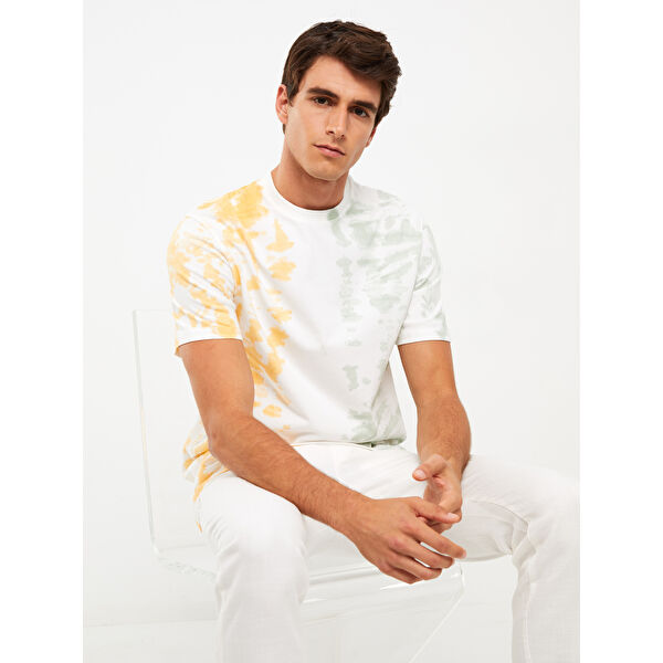 Bisiklet Yaka Kısa Kollu Desenli Penye Erkek Tişört