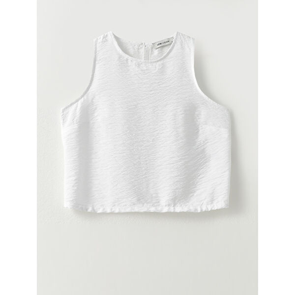 LCW VISION Bisiklet Yaka Düz Kolsuz Crop Kadın Bluz