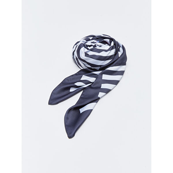 Çizgili ve Çiçek Desenli Kadın Şal