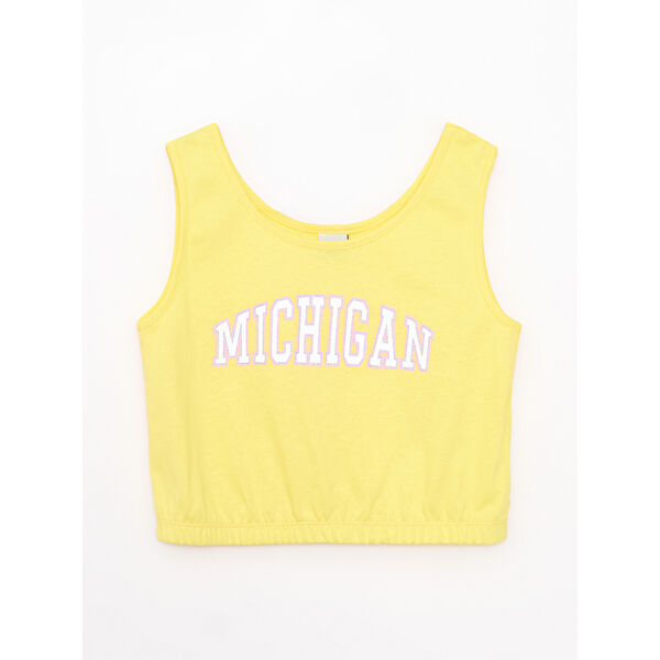 Bisiklet Yaka Baskılı Pamuklu Kız Çocuk Atlet