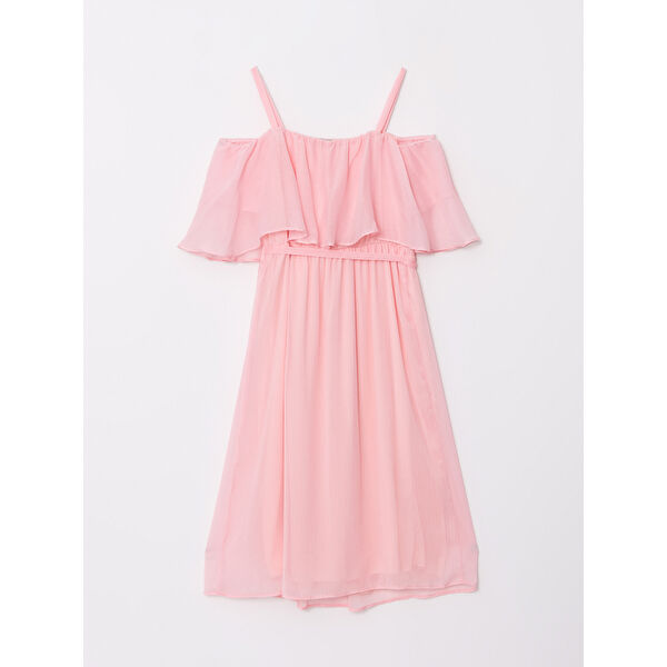 Kalp Yaka Düz Askılı Şifon Hamile Elbise