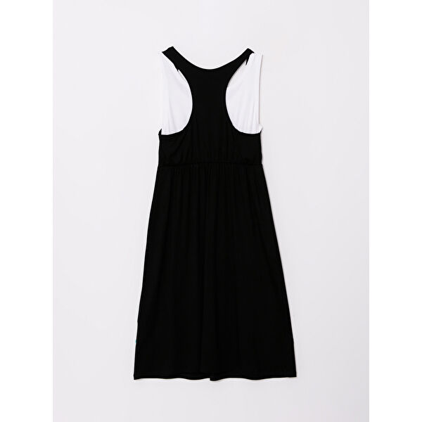 U Yaka Düz Kolsuz Hamile Elbise