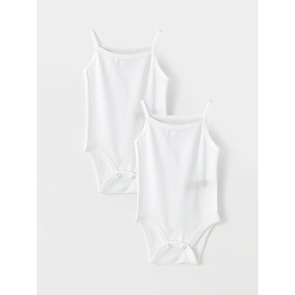 Kare Yaka Askılı Basic Pamuklu Kız Bebek Çıtçıtlı Body 2'li