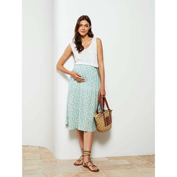 Beli Lastikli Çiçekli Viskon Hamile Etek Beli Lastikli Çiçekli Viskon Hamile Etek