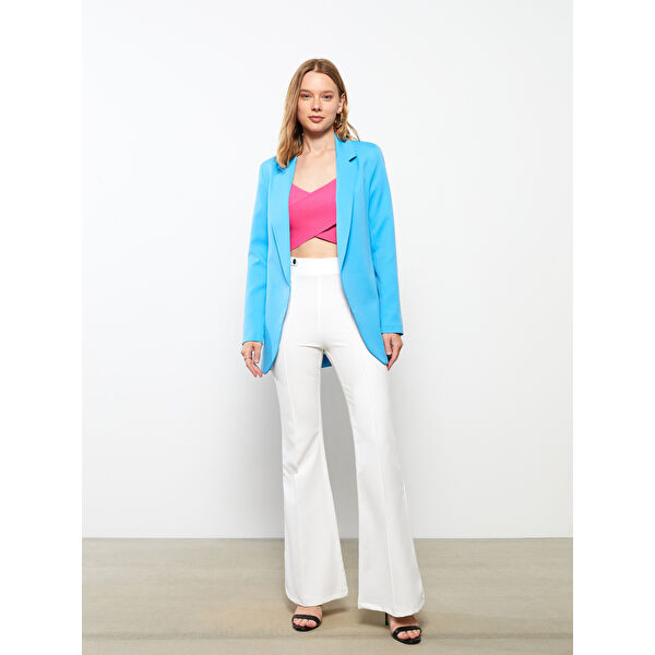 Sateen Şal Yaka Düz Uzun Kollu Kadın Ceket