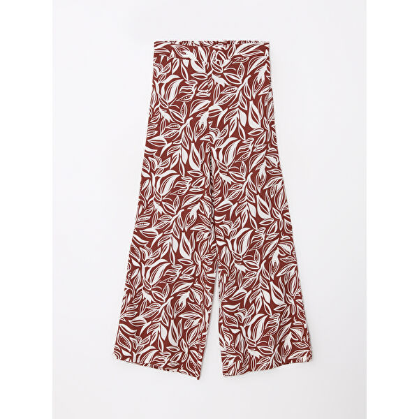 Beli Lastikli Standart Fit Desenli Viskon Kadın Pantolon Beli Lastikli Standart Fit Desenli Viskon Kadın Pantolon