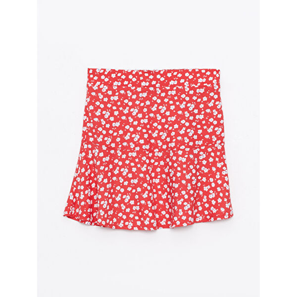 Beli Lastikli Desenli Poplin Kız Çocuk Etek