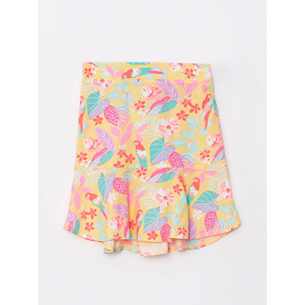 Beli Lastikli Desenli Poplin Kız Çocuk Etek