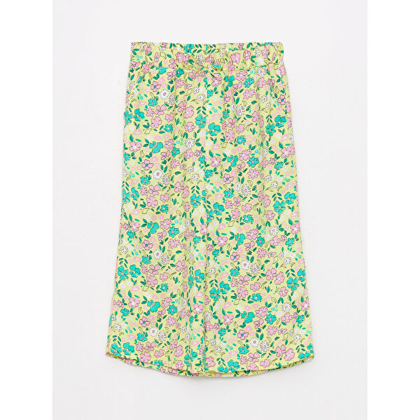 Beli Lastikli Geniş Paça Viskon Kız Çocuk Capri