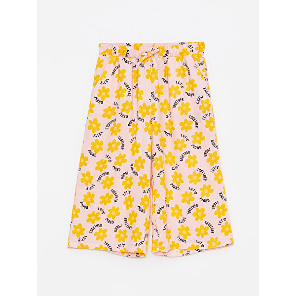 Beli Lastikli Geniş Paça Viskon Kız Çocuk Capri