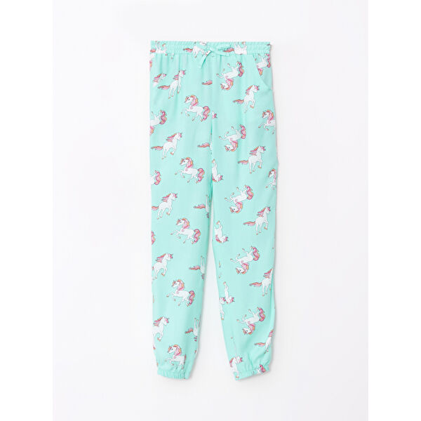 Beli Lastikli Desenli Kız Çocuk Pantolon